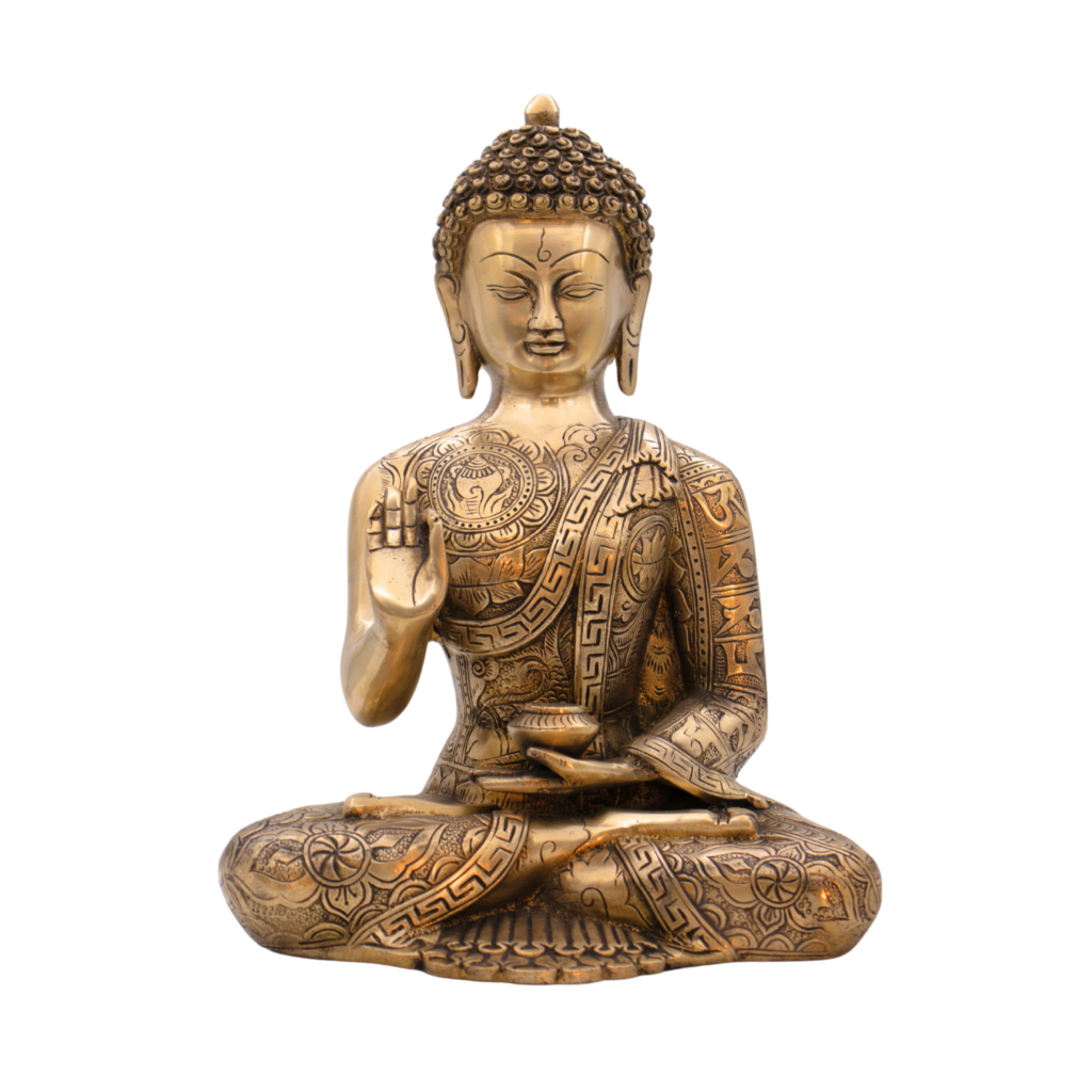 Estátua de Buda em Bronze Índia 31 cm – devimports.com.br